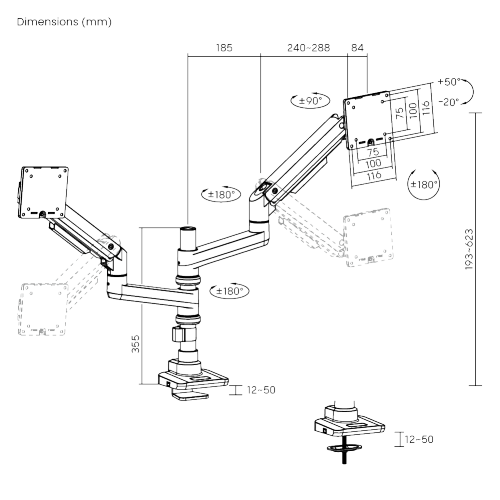 Pole Mounted Ultrawide Dual Heavy Duty Monitor Arm Stand For 1000R Cur ...