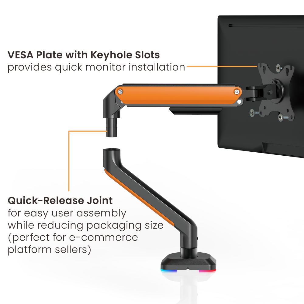 Single RGB Lighting Gaming Monitor Arm Stand Desk Mount – Ergox Australia