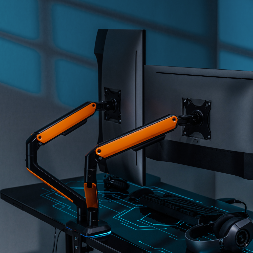 Dual RGB Lighting Gaming Monitor Arm Stand Desk Mount – Ergox Australia