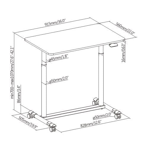 Compact Height Adjustable Portable Mobile Laptop Computer Workstation ...