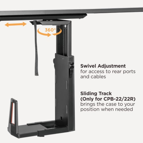 Sliding RGB Deluxe Under Desk Gaming CPU Mount ATX PC Case Holder Brac ...