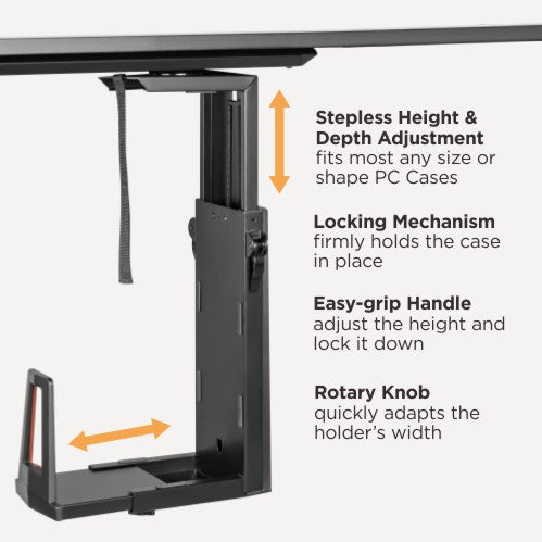 Sliding RGB Deluxe Under Desk Gaming CPU Mount ATX PC Case Holder Brac ...