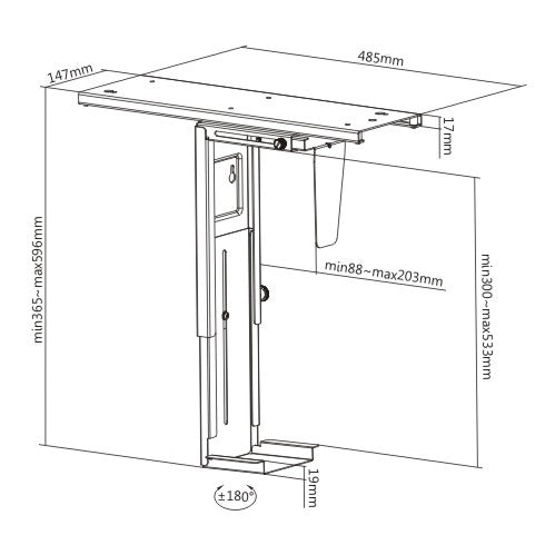 Sliding Under Desk CPU Mount ATX PC Case Holder Bracket – Ergox Australia